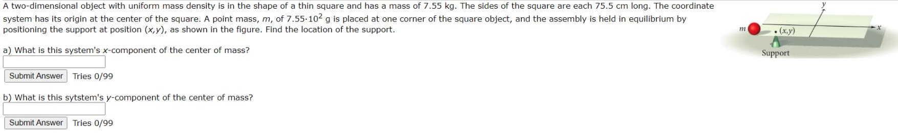 Solved A two-dimensional object with uniform mass density is | Chegg.com