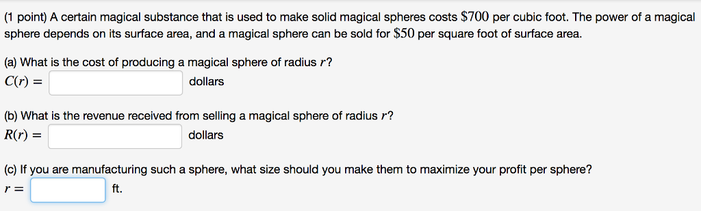 Solved (1 point) A certain magical substance that is used to | Chegg.com