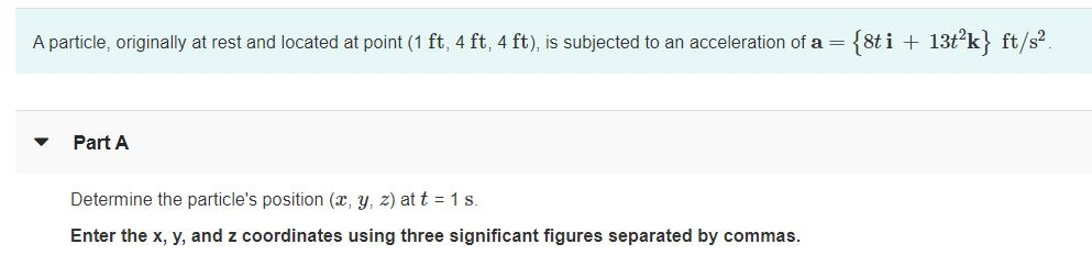 Solved A particle, originally at rest and located at point | Chegg.com