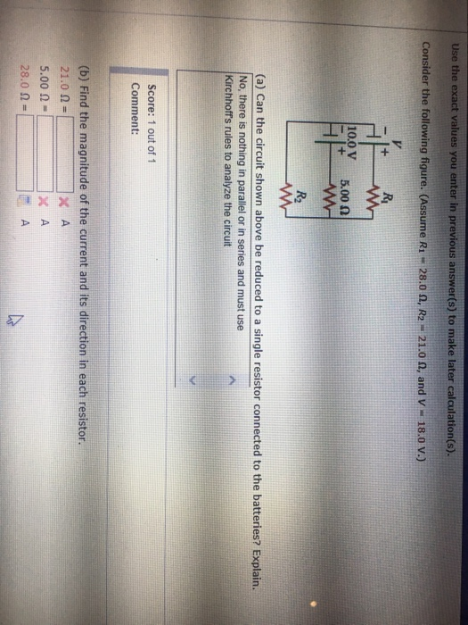 Solved Use the exact values you enter in previous answer(s) | Chegg.com
