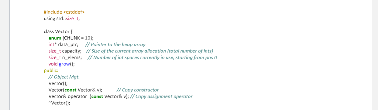 Solved I have to create a custom Vector class in C++ and am | Chegg.com