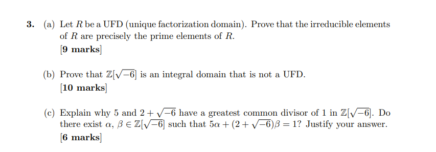 Solved 3 A Let R Be A Ufd Unique Factorization Domain