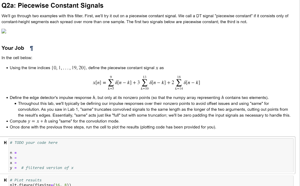 Solved Q2a: Piecewise Constant Signals We'll go through two | Chegg.com