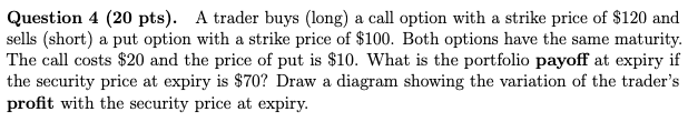 Solved Question 4(20pts). A trader buys (long) a call option | Chegg.com