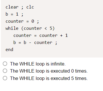 Solved clear ; clc b=1; counter =0; while (counter