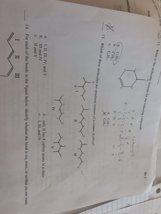 Solved 12. What is the molecular formula for the following | Chegg.com