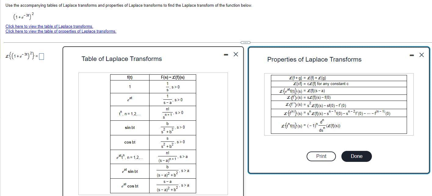 Solved Use the accompanying tables of Laplace transforms and | Chegg.com