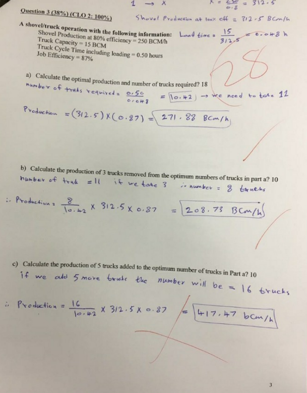 Solved b) Calculate the production of 3 trucks removed from | Chegg.com