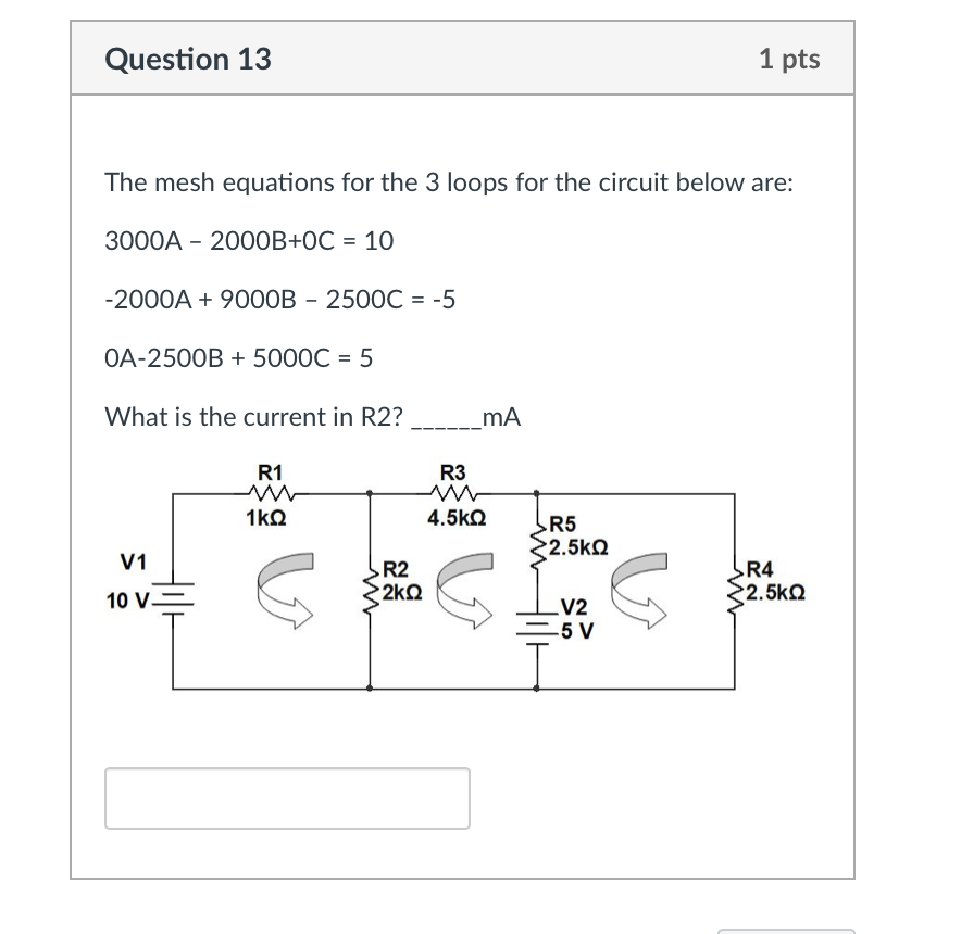 Solved The mesh equations for the 3 loops for the circuit | Chegg.com