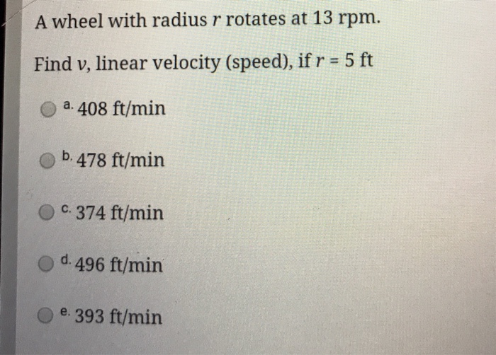 Solved A wheel with radius r rotates at 13 rpm Find v, | Chegg.com