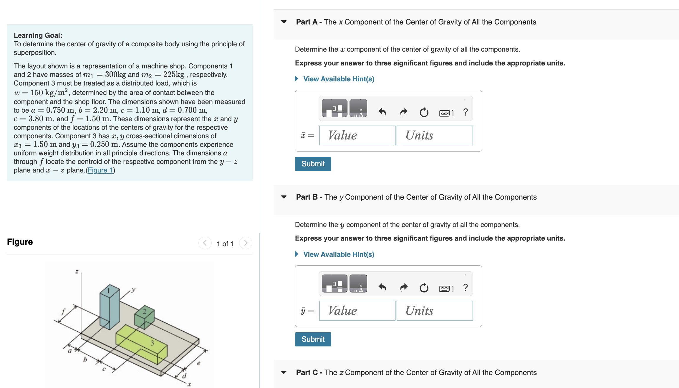 Solved Part A - The x Component of the Center of Gravity of | Chegg.com