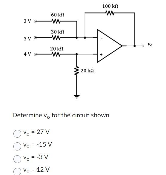 Solved Determine v0 for the circuit shown | Chegg.com