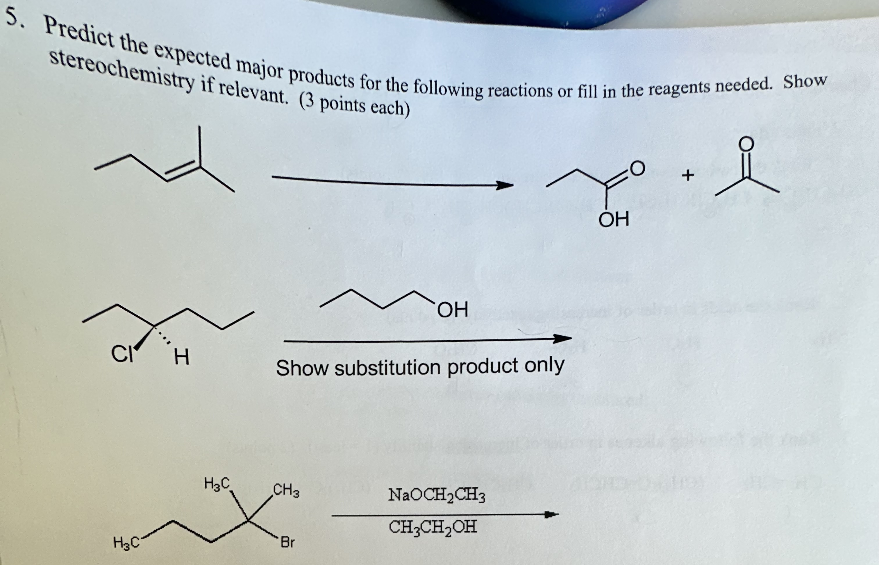 Solved Predict the expected major products for the following | Chegg.com