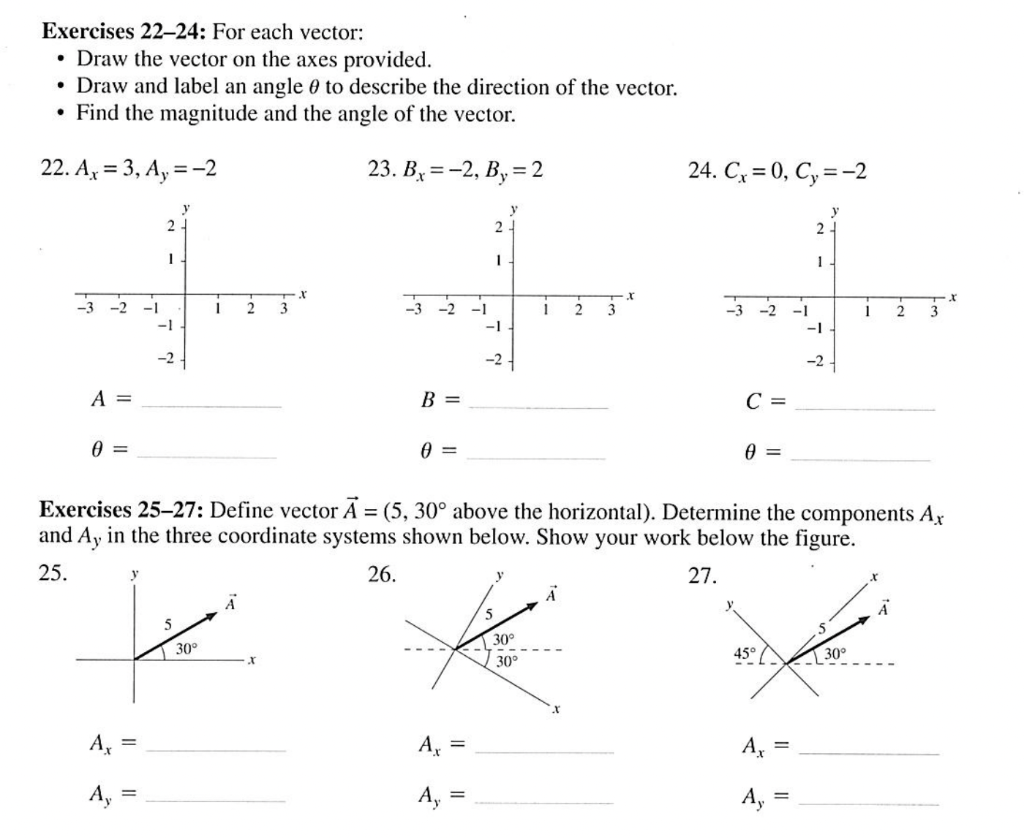 Solved Exercises 22-24: For each vector: - Draw the vector | Chegg.com