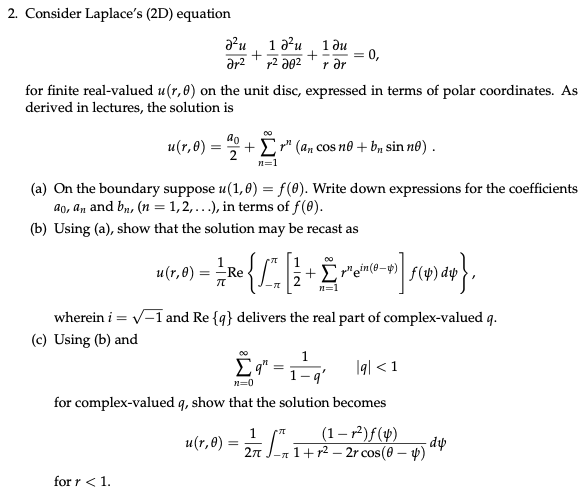 Solved Consider Laplace's (2D) | Chegg.com