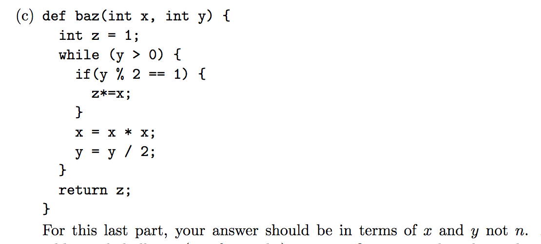Solved Give the runtime for the following methods using | Chegg.com