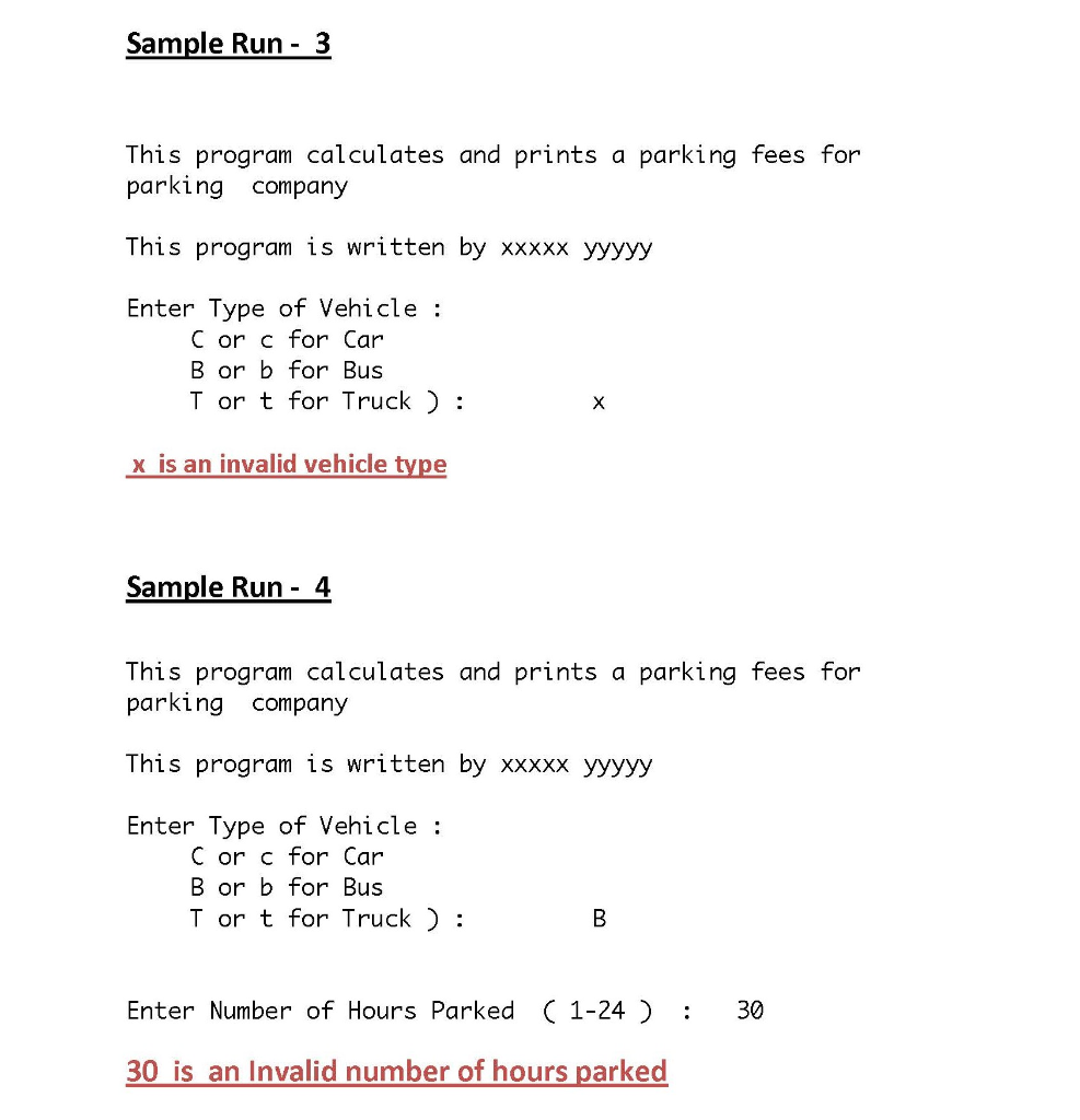 Solved Write a C++ program to calculate the parking fare for | Chegg.com