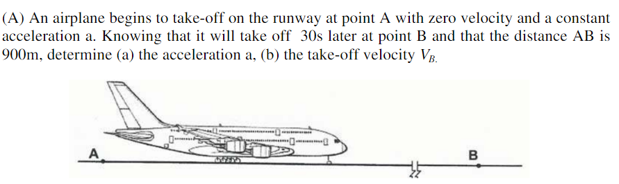 Solved (A) An airplane begins to take-off on the runway at | Chegg.com