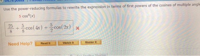 Solved Use the power-reducing formulas to rewrite the | Chegg.com