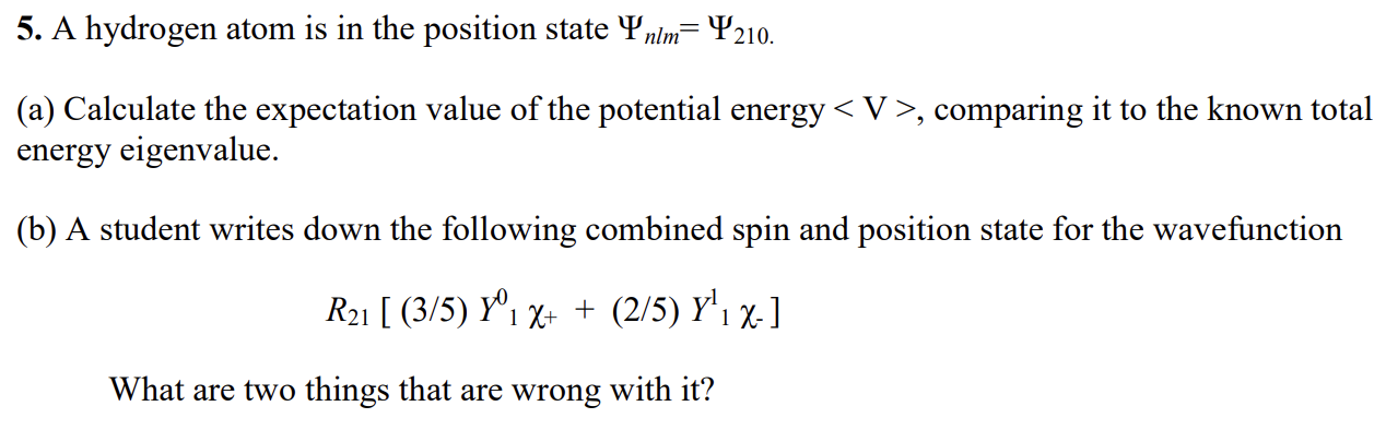 Solved Intro to Quantum Mechanics Question: A hydrogen atom | Chegg.com