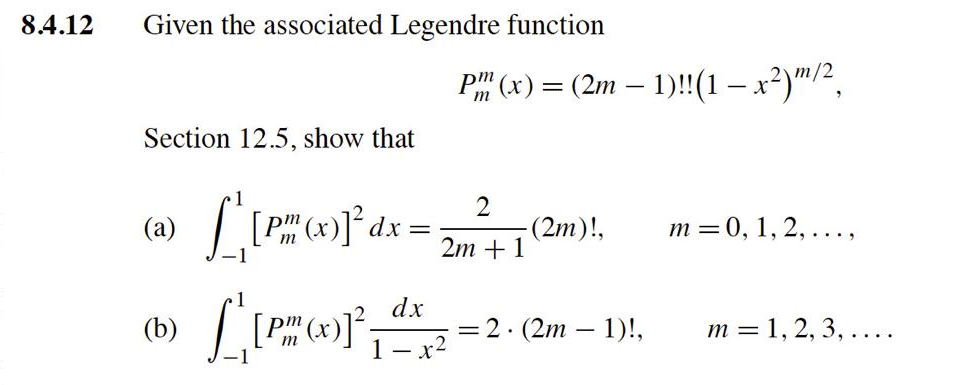 Solved 8 4 12 M 2 Given The Associated Legendre Function P