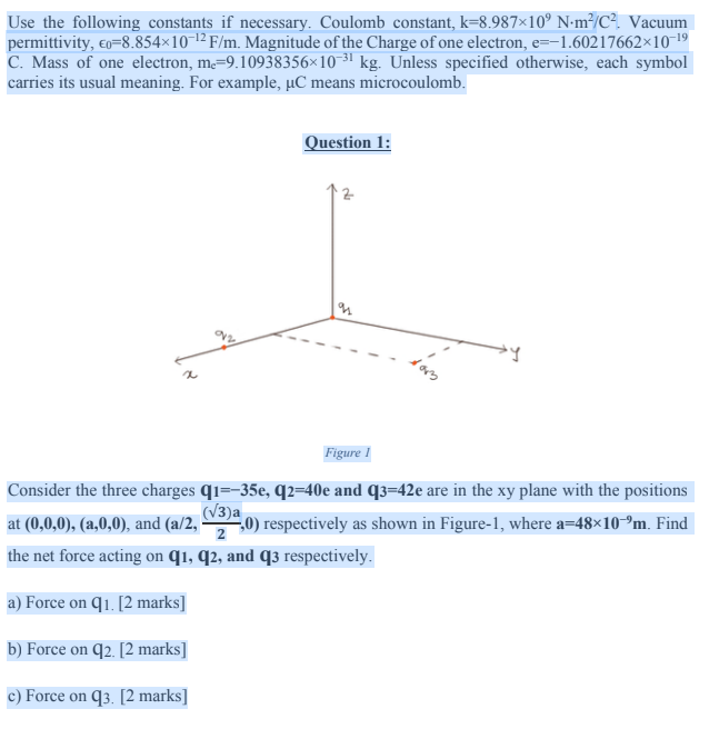 Solved Use the following constants if necessary. Coulomb | Chegg.com