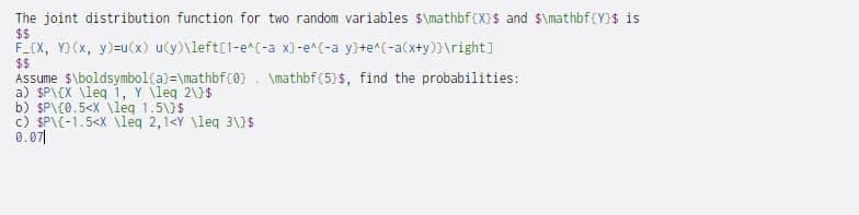 Solved $$ $$ The joint distribution function for two random | Chegg.com