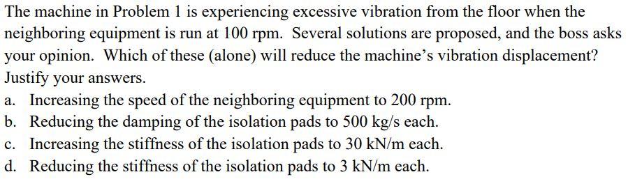 Solved The machine in Problem 1 is experiencing excessive | Chegg.com