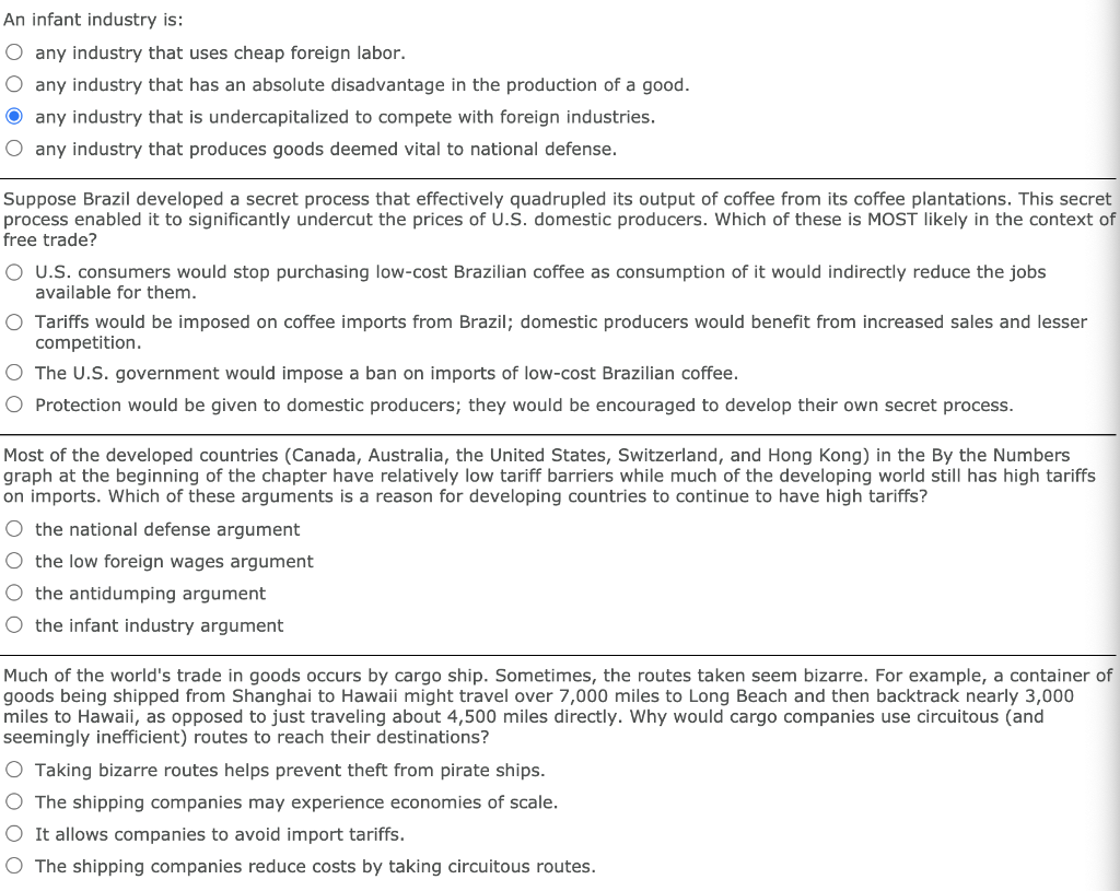 Solved a. An infant industry is: b. Suppose Brazil developed | Chegg.com