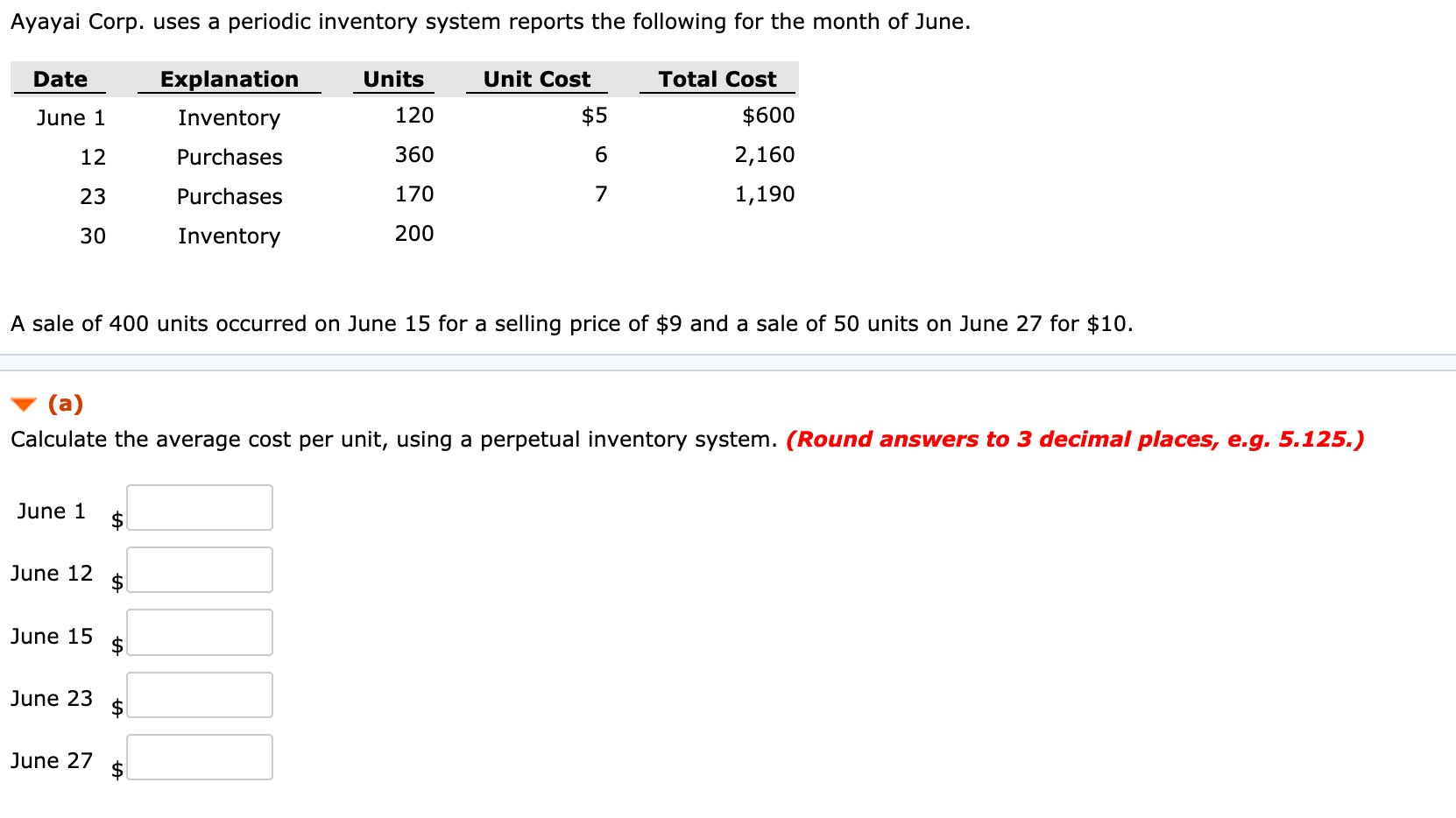 Solved Calculate the average cost per unit, using a | Chegg.com