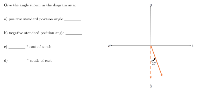 Solved Give the angle shown in the diagram as a a) positive | Chegg.com