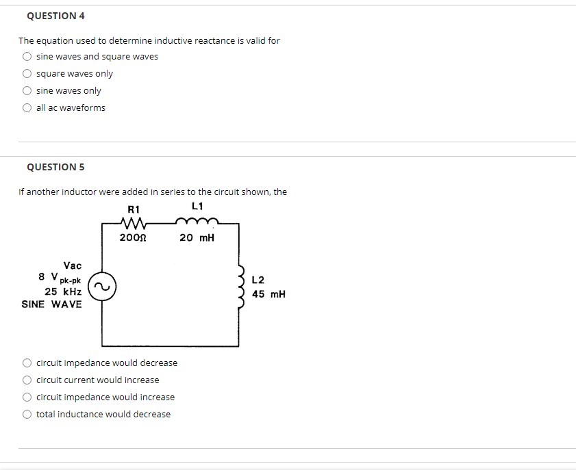 Solved QUESTION 4 The equation used to determine inductive | Chegg.com