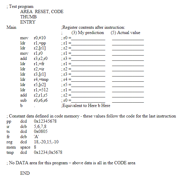 Solved 1. In the Arm program on the next page, a block of | Chegg.com