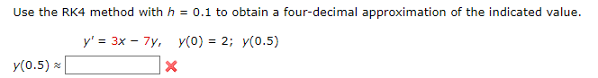 Solved Use the RK4 ﻿method with h=0.1 ﻿to obtain a | Chegg.com