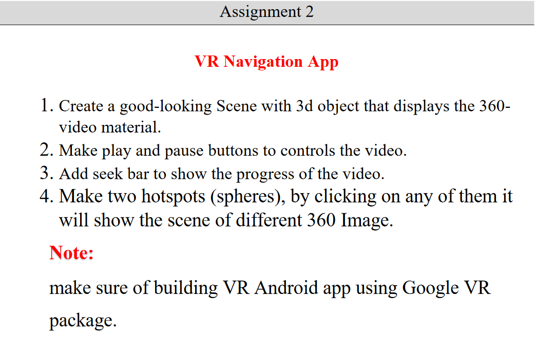 The assignment must be on unity application and send | Chegg.com