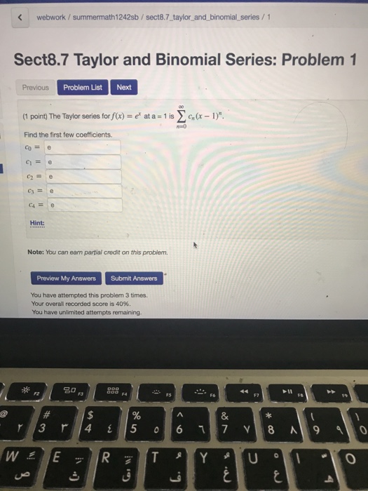 Solved webwork /summermath 1242sb sect8.7_taylor and | Chegg.com