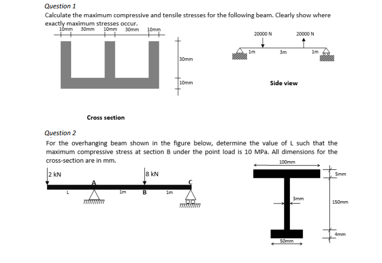 Solved Question 1 Calculate the maximum compressive and | Chegg.com