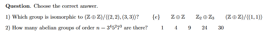Solved Question. Choose the correct answer. 1) Which group | Chegg.com