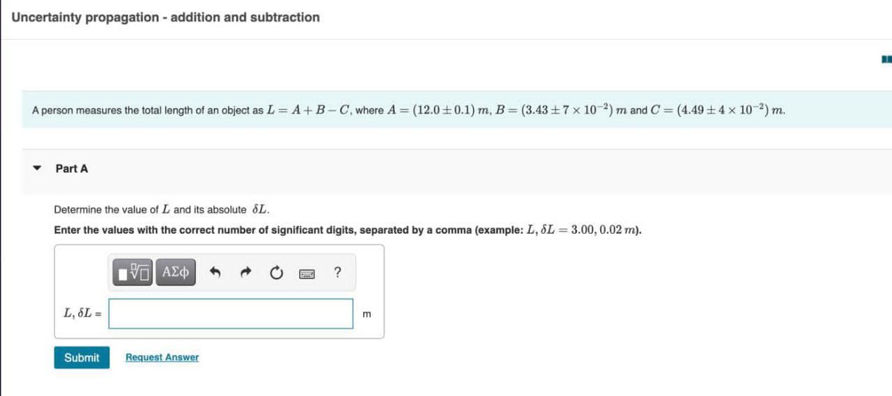 Solved Uncertainty propagation - addition and subtraction A | Chegg.com