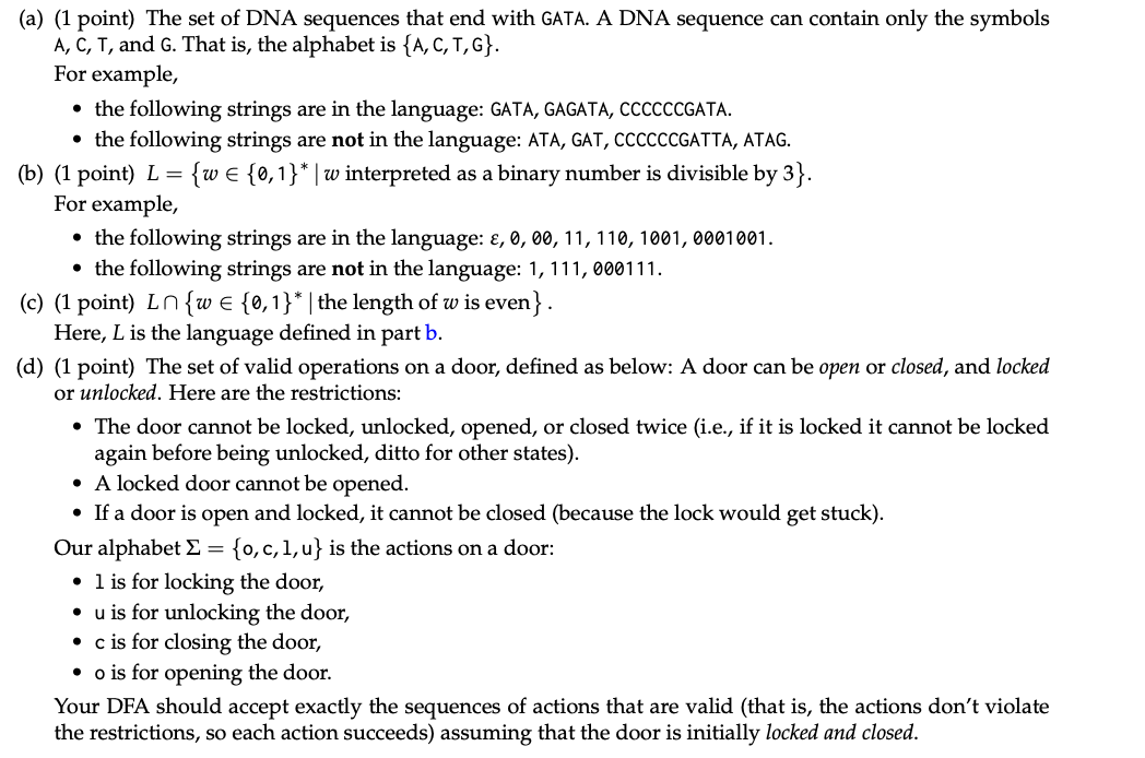 Solved (a) (1 ﻿point) ﻿The set of DNA sequences that end | Chegg.com