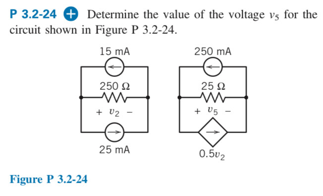 Solved P 3.2-24 ﻿Determine the value of the voltage v5 ﻿for | Chegg.com