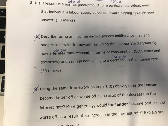 Solved 2. (a) If leisure is a normal good/product for a | Chegg.com