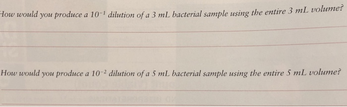 Solved How would you produce a 10-1 dilution of a 3 mL | Chegg.com
