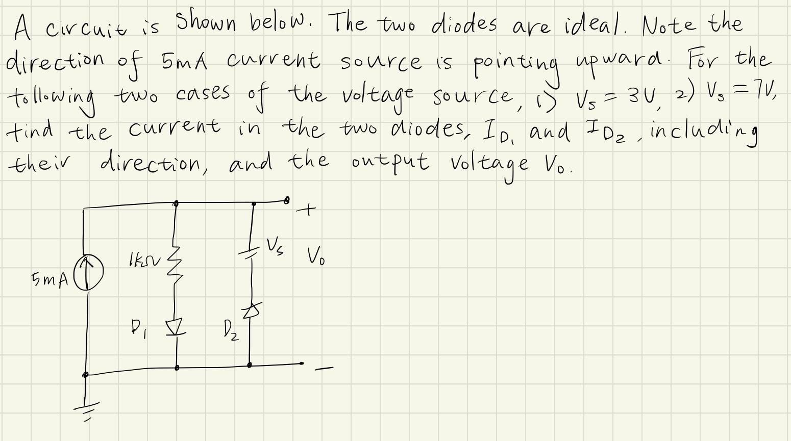 Solved A circuit is shown below. The two diodes are ideal. | Chegg.com