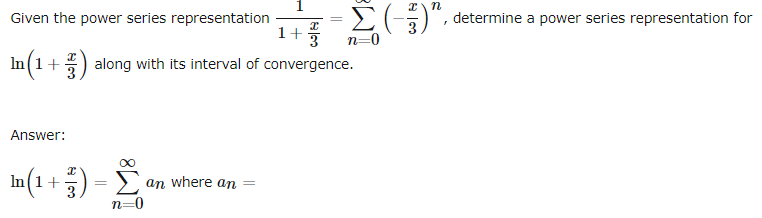 Solved Given the power series representation E ( 1)", | Chegg.com