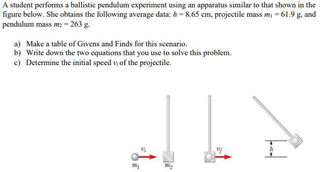 Solved A student performs a ballistic pendulum experiment | Chegg.com