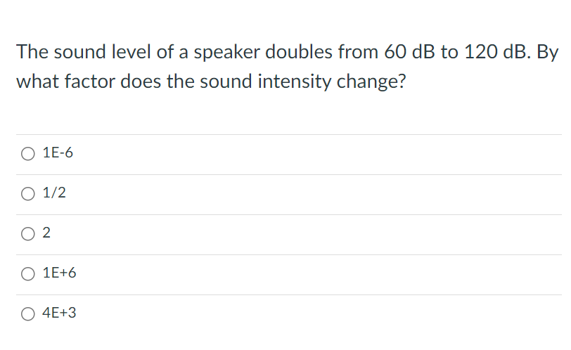 Solved The sound level of a speaker doubles from 60 dB to | Chegg.com