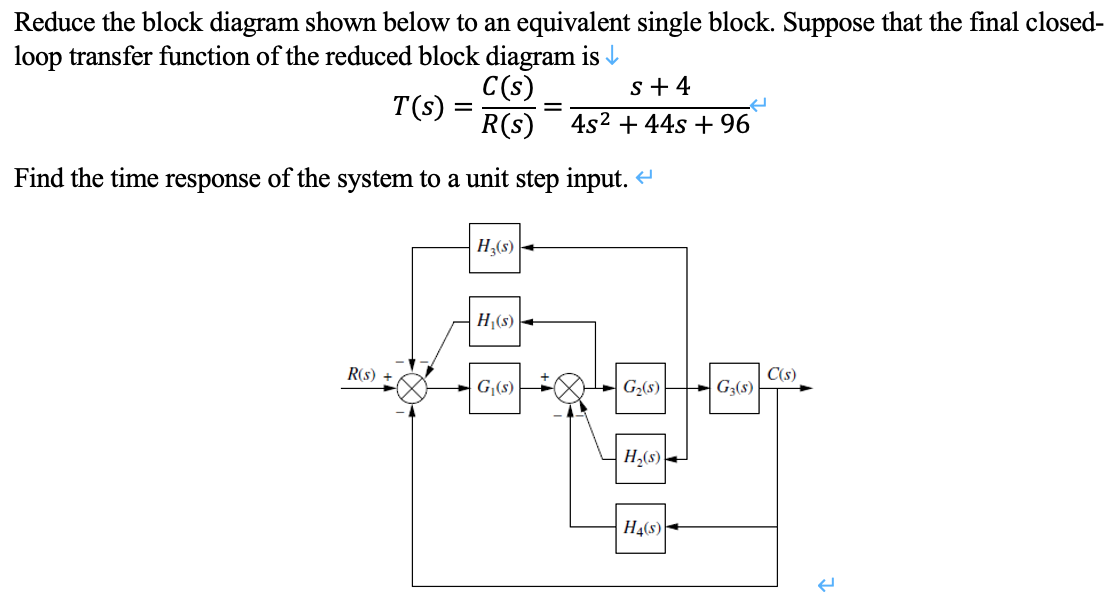 Solved Reduce the block diagram shown below to an equivalent | Chegg.com
