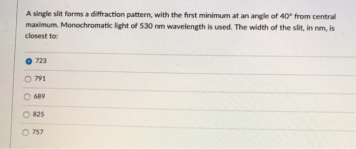 Solved A Single Slit Forms A Diffraction Pattern With The 7123