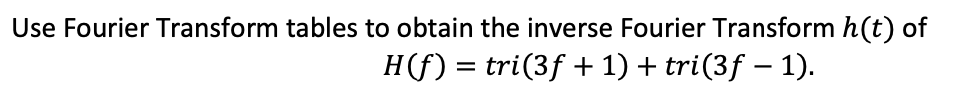 Solved Use Fourier Transform tables to obtain the inverse | Chegg.com